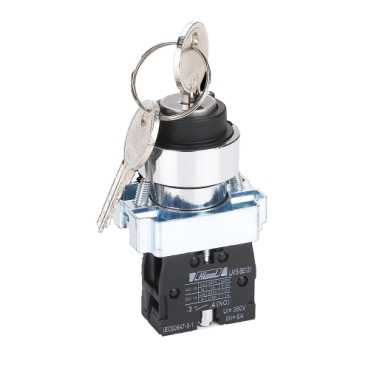 HLAY5BG33 Key switch, HLAY5, 2 NO, 3 positions +/- 45°, stay put, black ...